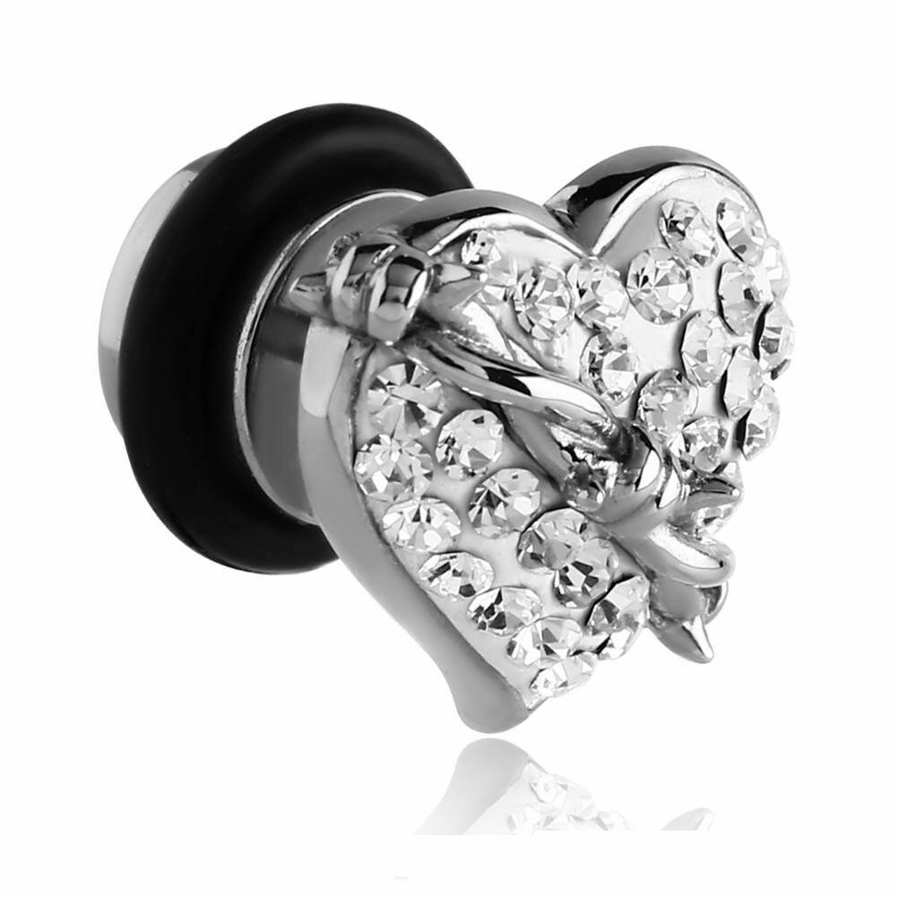 Steel - Fake Plug - Heart - Crystal