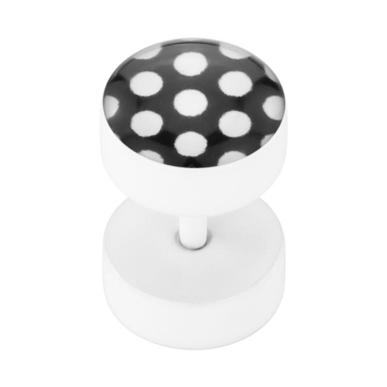 Stahl - Fake Plug - Polka Dots - schwarz-weiß - Supernova Concept